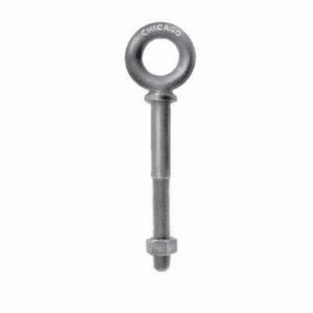 Chicago Hardware Eye Bolt With Shoulder, 1", 9 in Shank, 2 in ID, Steel ...