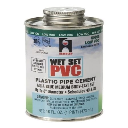 Hercules WET SET WET SET PVC CEMENT, 16 OZ CAN, TRANSLUCENT LIQUID ...