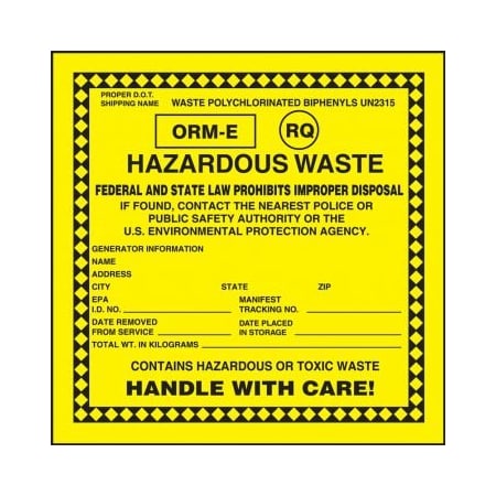 Accuform SAFETY LABEL HAZARDOUS WASTE 6 in x 6 in MHZW570PSC MHZW570PSC ...