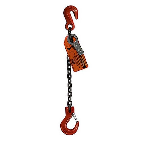Hsi Sngl Leg Chain Slng, 3/4 in L, 22 in L, Grab Hook to Slip Hook, 35 ...