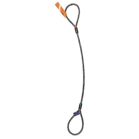 Hsi Single Leg Wire Rope Sling, 3/8 in dia, 12 ft Length, Eye and Eye ...