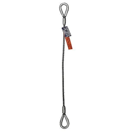 Hsi Single Leg Wire Rope Sling, 1 in dia, 30 ft Length, Thimble to ...