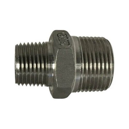 Midland Metal Reducing Hex Nipple, 34 x 12 Nominal, NPT End Style, 300 ...