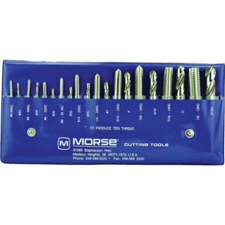 Morse Tap and Drill Set, Series 8001, Imperial, 20 Piece, 440 to 1213 ...