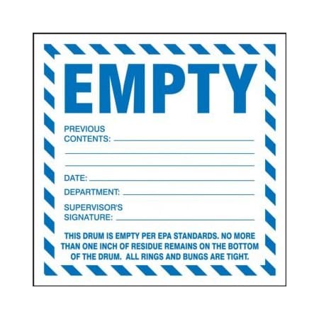 Accuform HAZARDOUS WASTE LABEL EMPTY 6 in X 6 in MHZW24EVC MHZW24EVC | Zoro