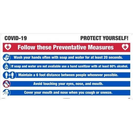 Nmc Safety Sign, COVID19 PROTECT YOURSELF, ACP 125, Large Format, 24 H ...