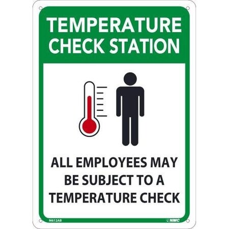 Nmc Safety Sign, TEMPERATURE CHECK STATION, Aluminum 040, 14 H x 10 W ...