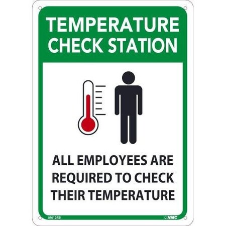 Nmc Safety Sign, TEMPERATURE CHECK STATION, Rigid Plastic 050, 14 H x ...
