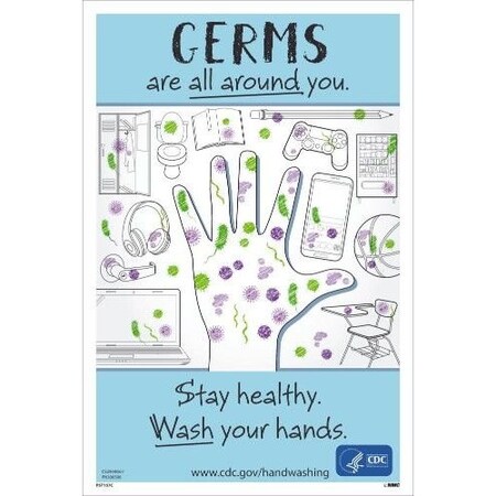 Nmc Poster, GERMS ARE ALL AROUND YOU, Unrippable Vinyl 015, 18 H x 12 W ...