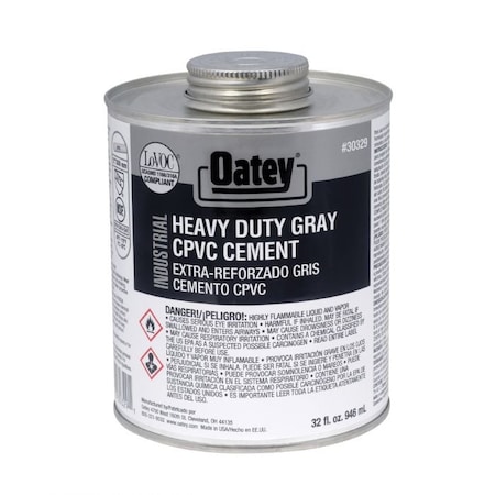 Oatey CPVC INDUSTRIAL CEMENT, 32 OZ, OPAQUE LIQUID, GRAY 30329 | Zoro