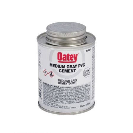 Oatey PVC Solvent Cement, Low VOC, 8 oz, Opaque Liquid, Gray 30884 | Zoro