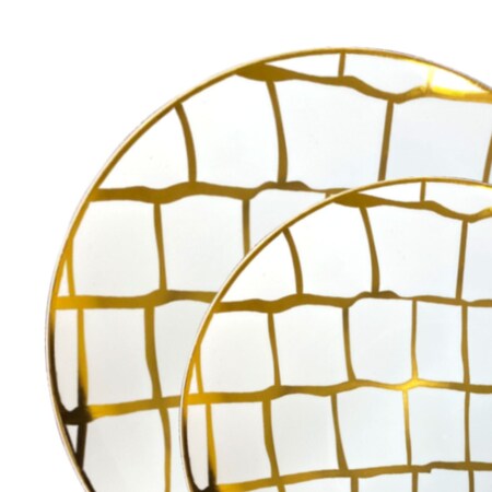Smarty Had A Party White w/Gold Scales Pattern Round Plastic Dinnerware ...