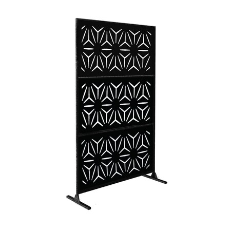 Highlanderhome LaserCut Metal Privacy Fence, BigDiamond, Black, 48"x72 ...
