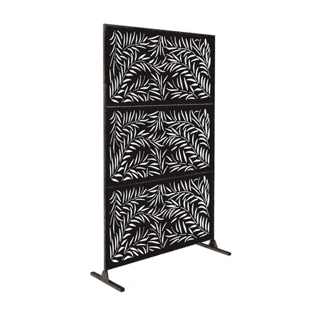 Highlanderhome LaserCut Metal Privacy Fence, WeepingWillow, Black, 48 ...