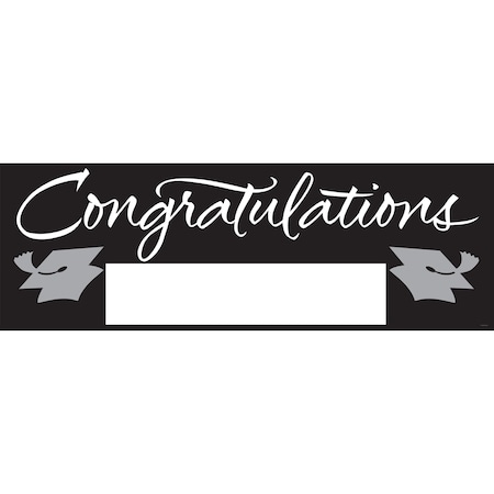 Creative Converting Black Graduation Party Banner, 60"x20", 6PK 291096 ...