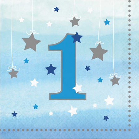 Creative Converting One Little Star Boy 1st Birthday Napkins, 6.5 ...