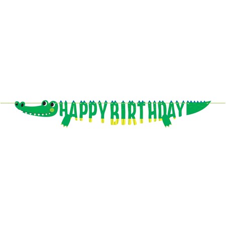 Creative Converting Alligator Birthday Party Happy Birthday Banner, 72. ...