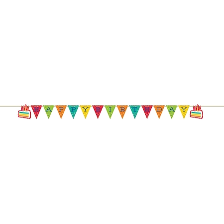 Creative Converting Festive Cake Happy Birthday Banner, 104"x6", 12PK ...