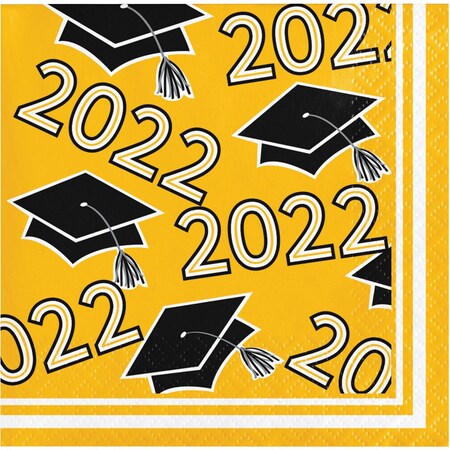 Creative Converting 5" Class of 2022 School Bus Yellow Beverage Napkins ...
