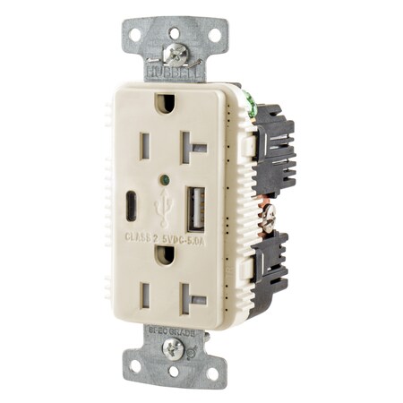 Hubbell Wiring Device-Kellems USB Charger Duplex Receptacle, 20A 125V ...