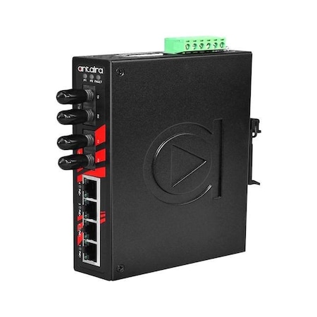 Antaira 6-Port Industrial PoE+ Unmanaged Ethernet Switch, w/4-10/100Tx ...