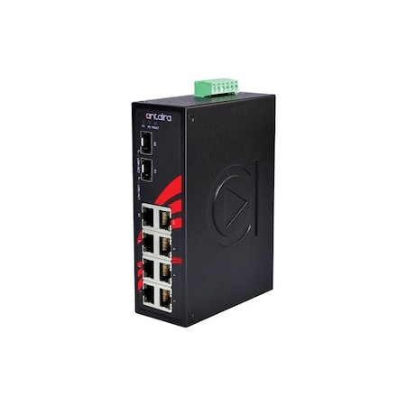 Antaira 8-Port Industrial Unmanaged Ethernet Switch, w/6-10/100Tx + 2 ...