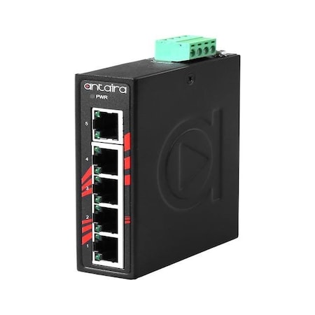 Antaira Compact 5-Port Industrial Unmangaed Ethernet Switch, w/5-10 ...