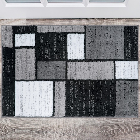 World Rug Gallery Contemporary Modern Boxes Design Soft Area Rug 2' x 3 ...