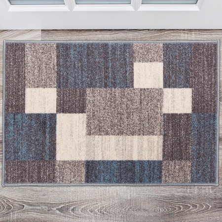 World Rug Gallery Contemporary Modern Geometric Boxes Design Non-Slip ...