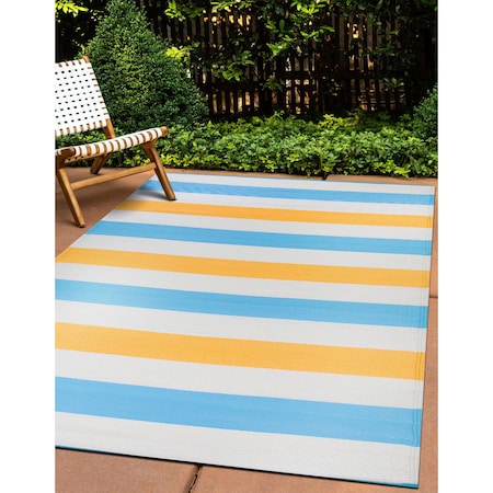 World Rug Gallery Contemporary Stripe Reversible Recycled Plastic 3' X ...