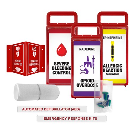 Aek AED Cabinet Conversion Kit Epinephrine Naloxone and Bleed Pack ...
