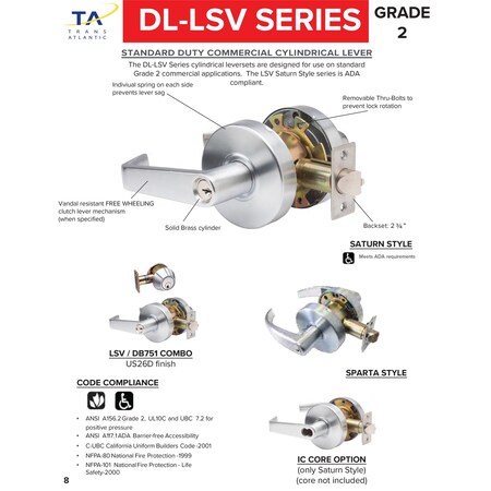 Trans Atlantic Co. LSV Saturn Standard Duty Brushed Chrome Grade 2 ...