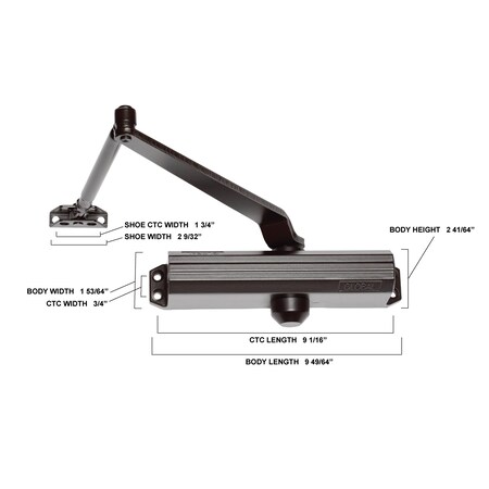 Global Door Controls Commercial Grade 1 Door Closer in Duronodic with ...