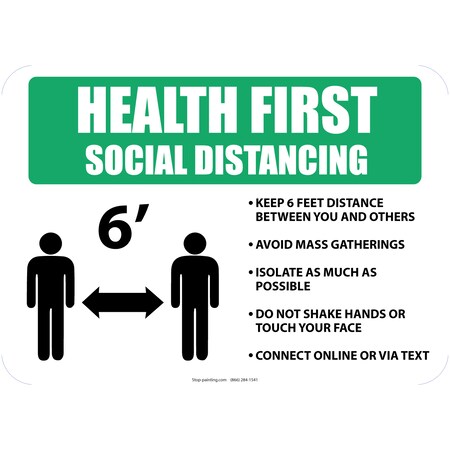 Superior Mark Health First Social Distance (6" Apart) Poster - 10" x 14 ...