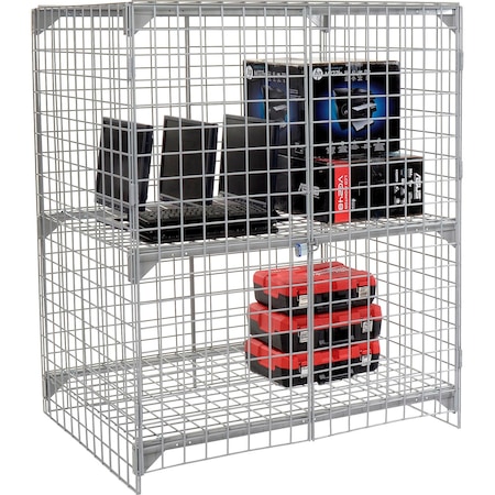 Global Industrial Security Locker, Wire Mesh, Gray, 48 in W, 24 in D ...