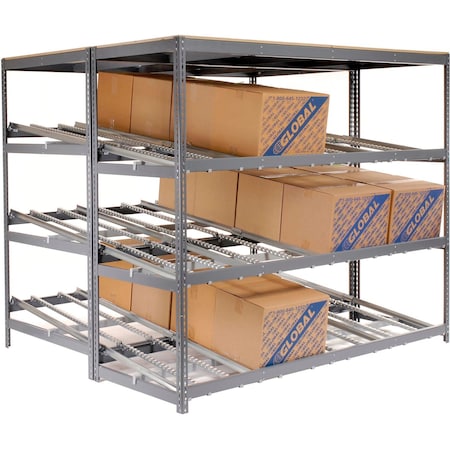 Global Industrial Carton Flow Shelving Double Depth 3 LEVEL 96inW x ...