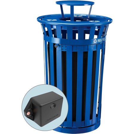 Global Industrial TrashTalk Outdoor Slatted Recycling Can w/Door & Rain ...