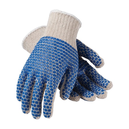 Pip Men String Gloves with Grip Blocks, White/Blue, M/L, 12PK 36-110BB ...