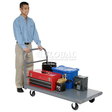 Global Industrial Platform Truck w/Steel Deck, 5 Polyurethane Casters ...