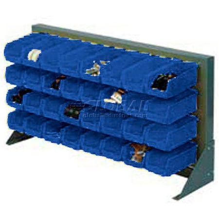 Global Industrial Louvered Bench Rack w/ 16B, 6G Blue Bins, 36inW x ...