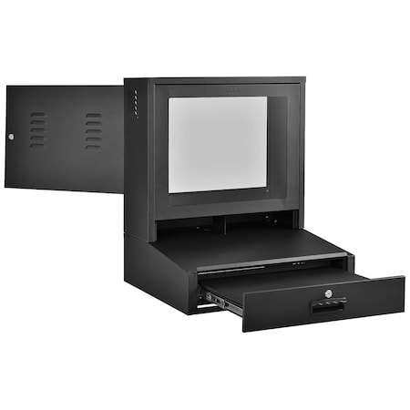 Global Industrial LCD Counter Top Security Computer Cabinet, Black, 24 ...
