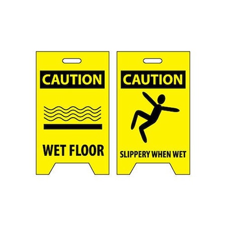 National Marker Co NMC Floor Sign - Caution Wet Floor Caution Slippery ...