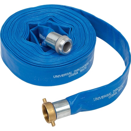 Apache Apache 1-1/2 x 50' PVC Lay Flat Discharge Hose w/ M x F Aluminum ...