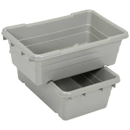Buckhorn Cross Stack Storage Tote, 25 in L x 16 in W, Gray ...
