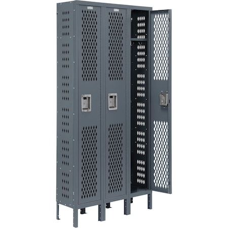 Global Industrial Heavy Duty Ventilated Steel Locker, Single Tier, 3 ...