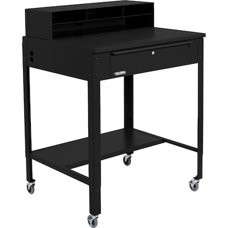 Global Industrial Flat Surfaced Mobile Shop Desk w/ Pigeonhole Riser ...