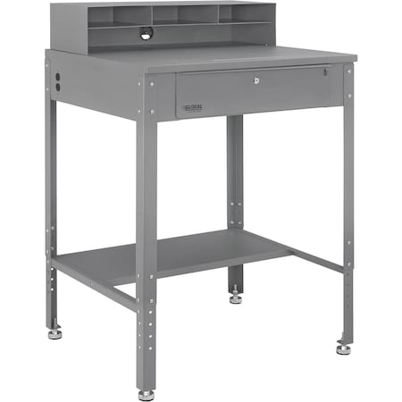Global Industrial Flat Top Shop Desk w Pigeonhole Compartments, 34-1/2W ...