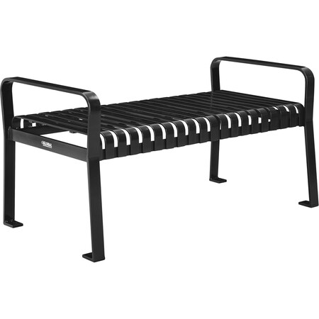 Global Industrial 48L Outdoor Steel Slat Park Bench without Back, Black ...
