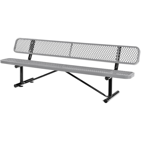 Global Industrial 96L Expanded Metal Mesh Bench w/Back Rest, Gray ...