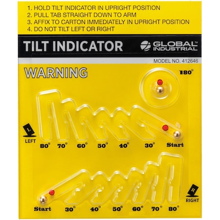 Global Industrial Tilt Indicator, Yellow 412646 | Zoro